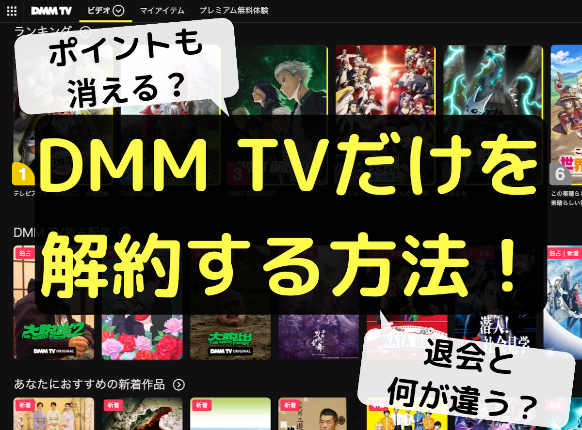 【画像付きで簡単】DMM TVだけを解約する方法 退会との違いや余ったポイントの有効活用術も - VOD STREAM